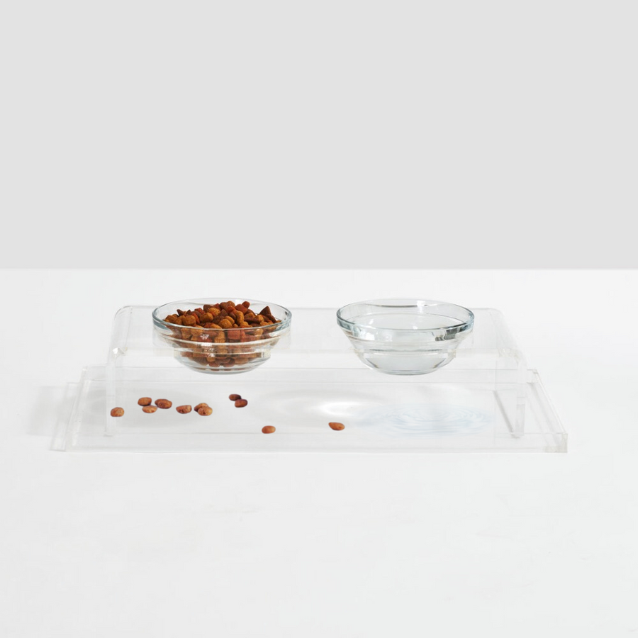 Clear Overflow Feeder Tray |Feeding tray for dogs | Hiddin