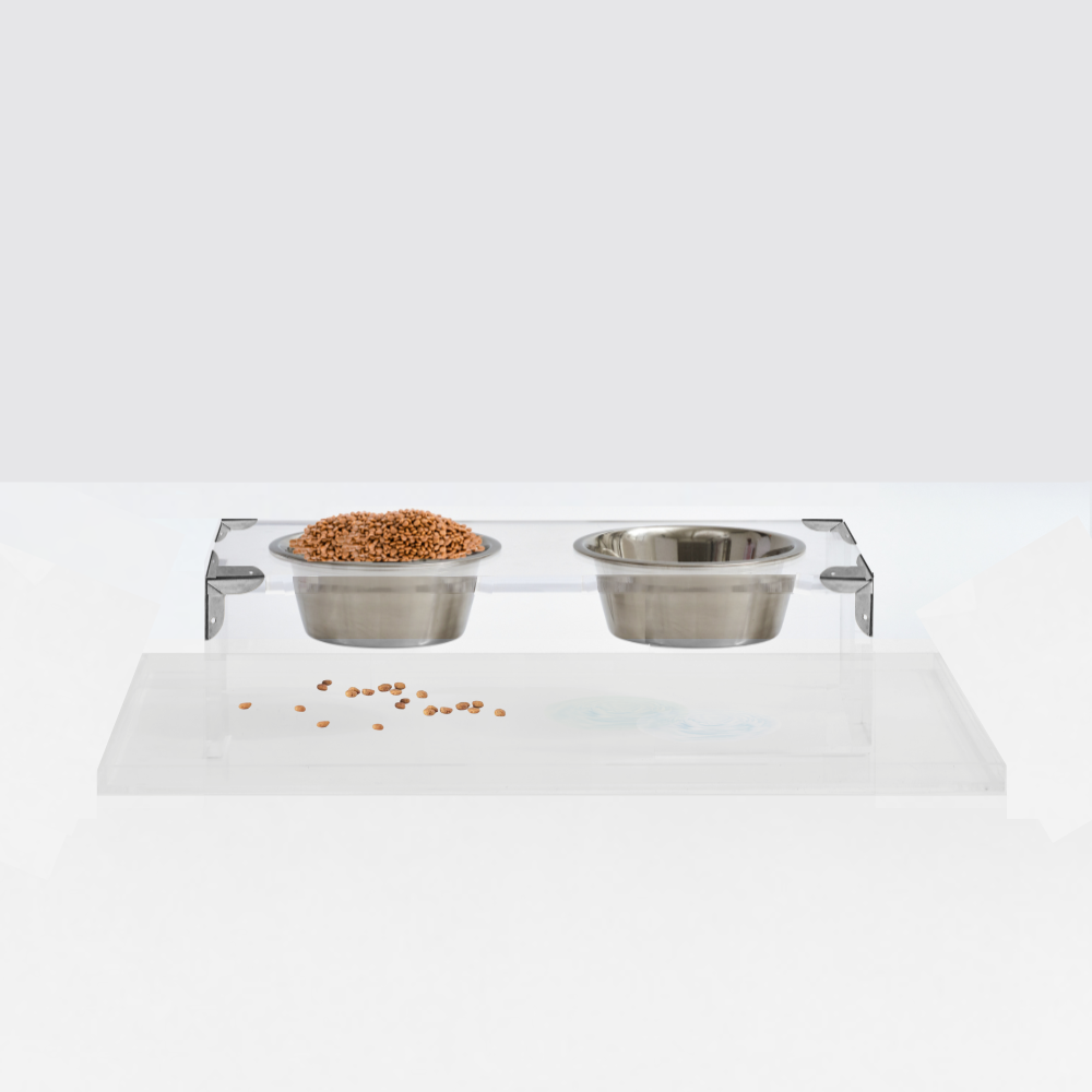 Clear Overflow Feeder Tray |Feeding tray for dogs | Hiddin